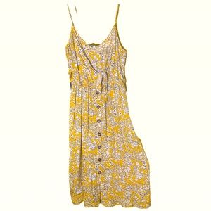 Mimi Chica | Dresses | Mimi Chica White Floral Yellow Midi Dress | Poshmark